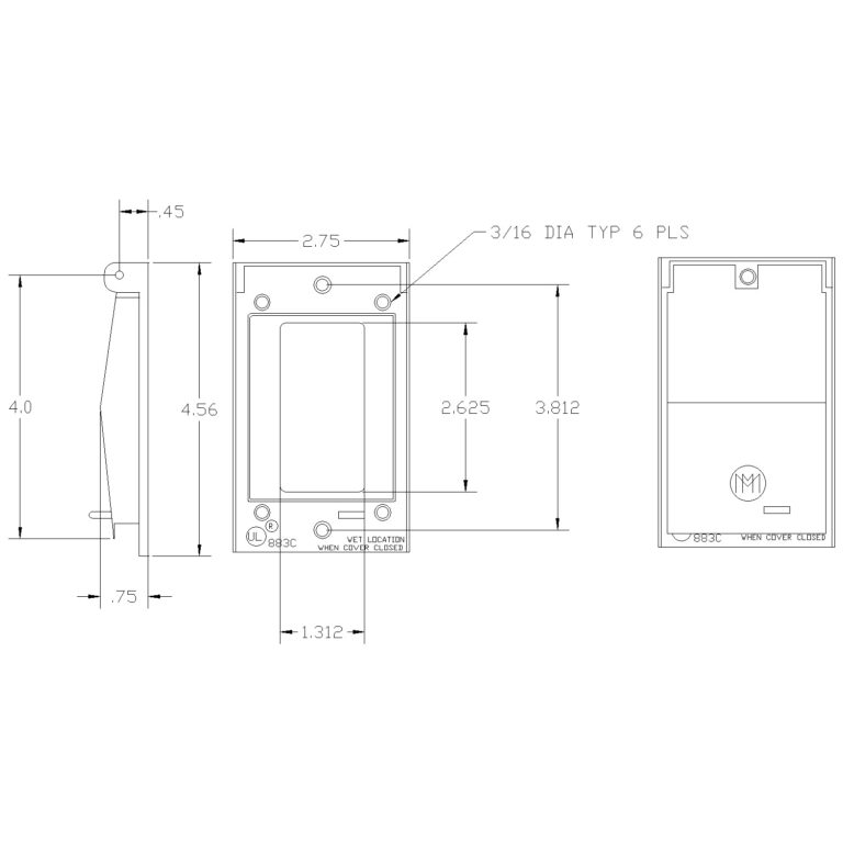 1-gang self-closing cover, vertical, block duplex/GFI opening with lock hasp, FS mounting ...